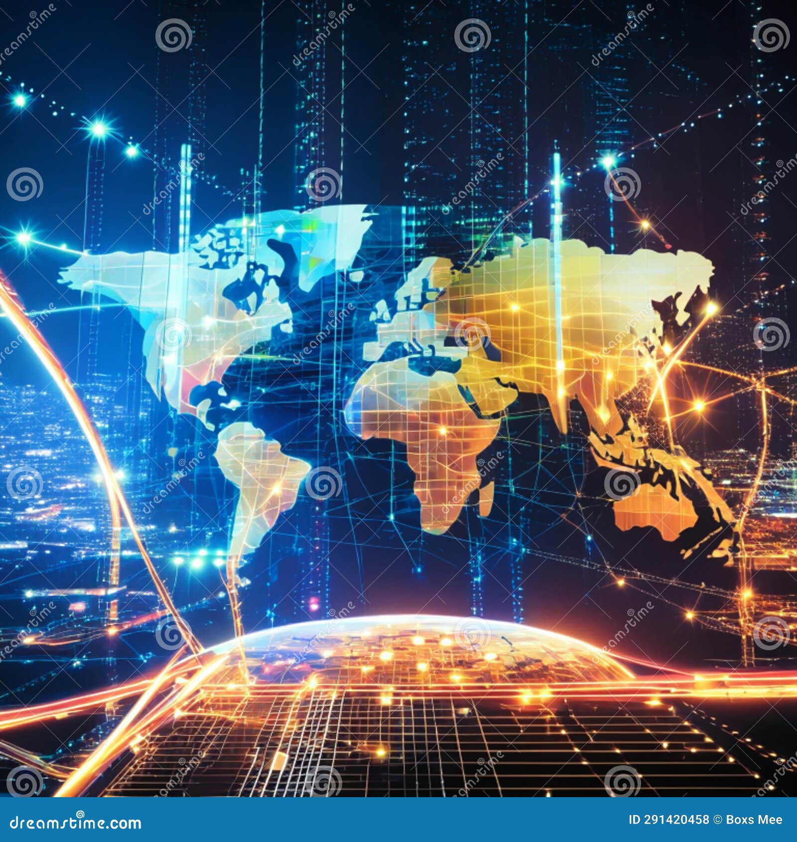 Global Network Connection and Telecommunication Technology Concept with ...