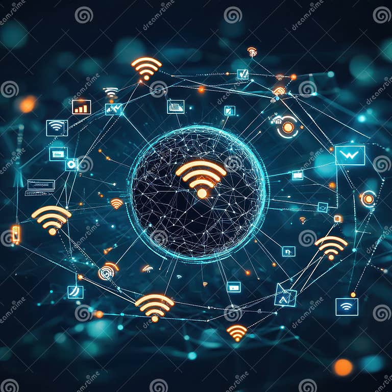 Global Network Connection Visual Representation Featuring Wireless ...