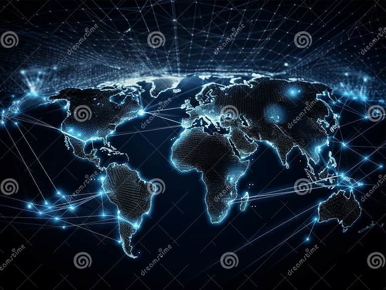 Global Network Connection Blue Light, Wireless Connections, Business ...