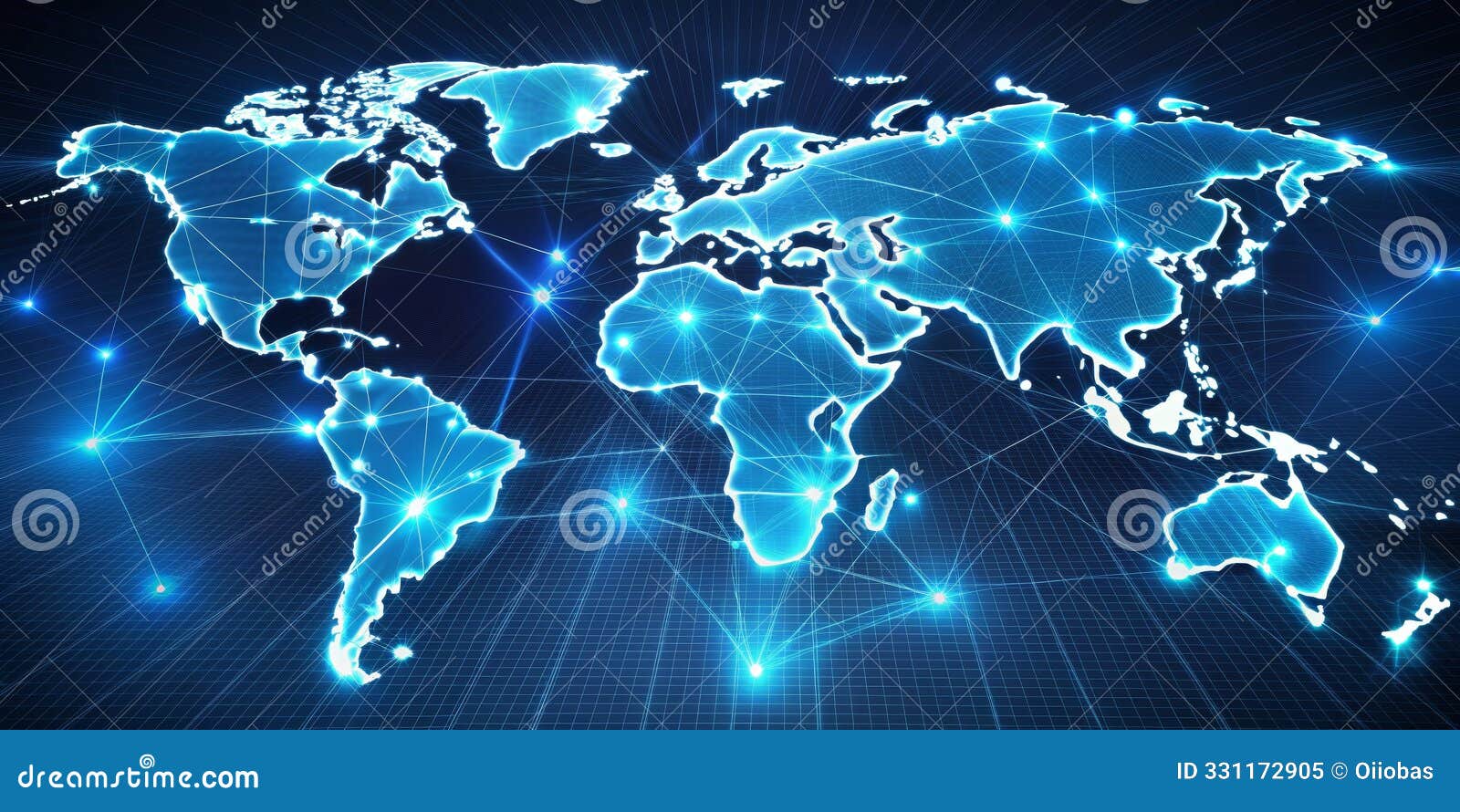 Global Network Connection - World Map with Glowing Lines and Nodes ...