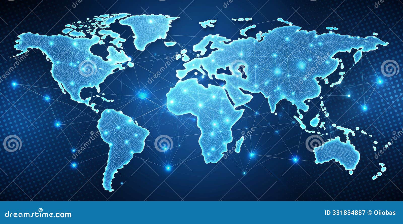 Global Network Connection - World Map Illustration, Digital Network ...