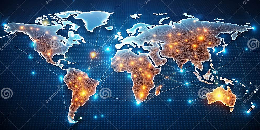 Global Network Connection, World Map, Interconnected, Technology ...