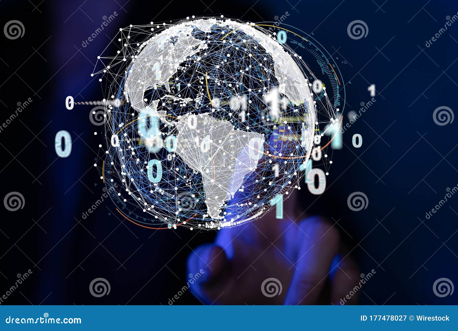 A Global Network Connection. World Map Point and Line Composition Stock ...