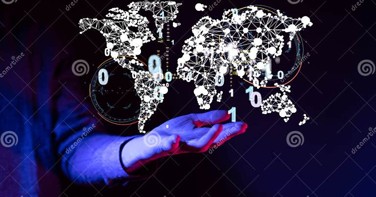 A Global Network Connection. World Map Point and Line Composition Stock ...