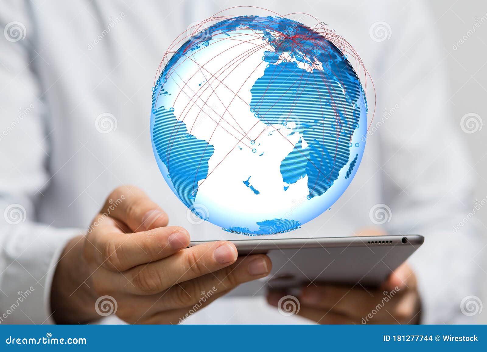 A Global Network Connection. World Map Point and Line Composition Stock ...