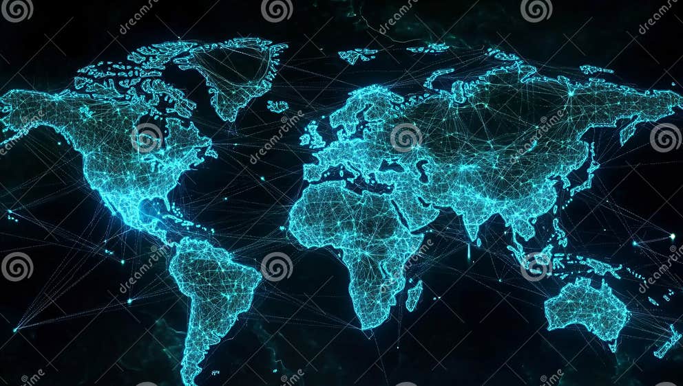 Global Network Connections Abstract World Map High Quality Image Stock ...