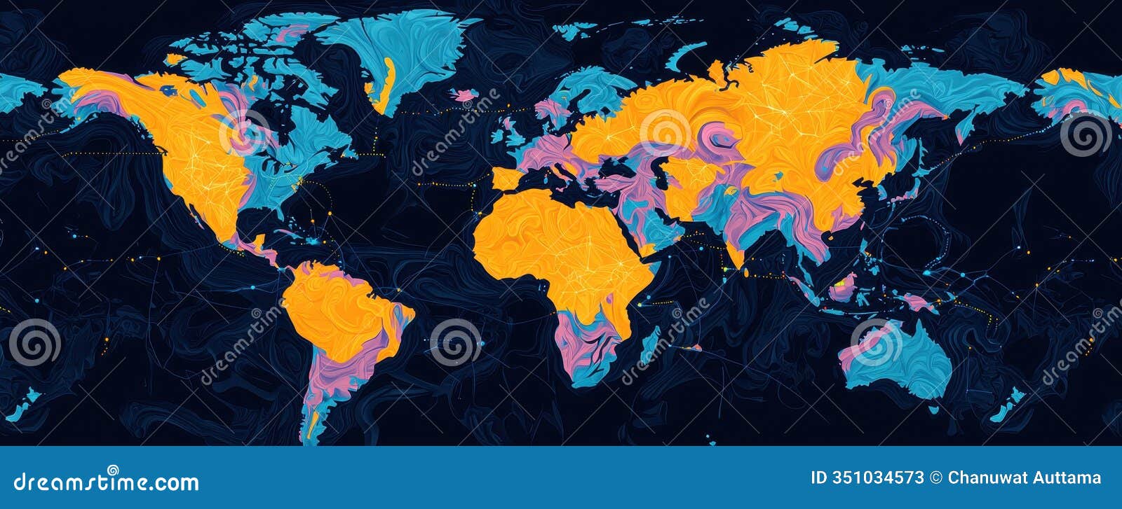 Global Network Connections Abstract World Map Interconnected Countries ...
