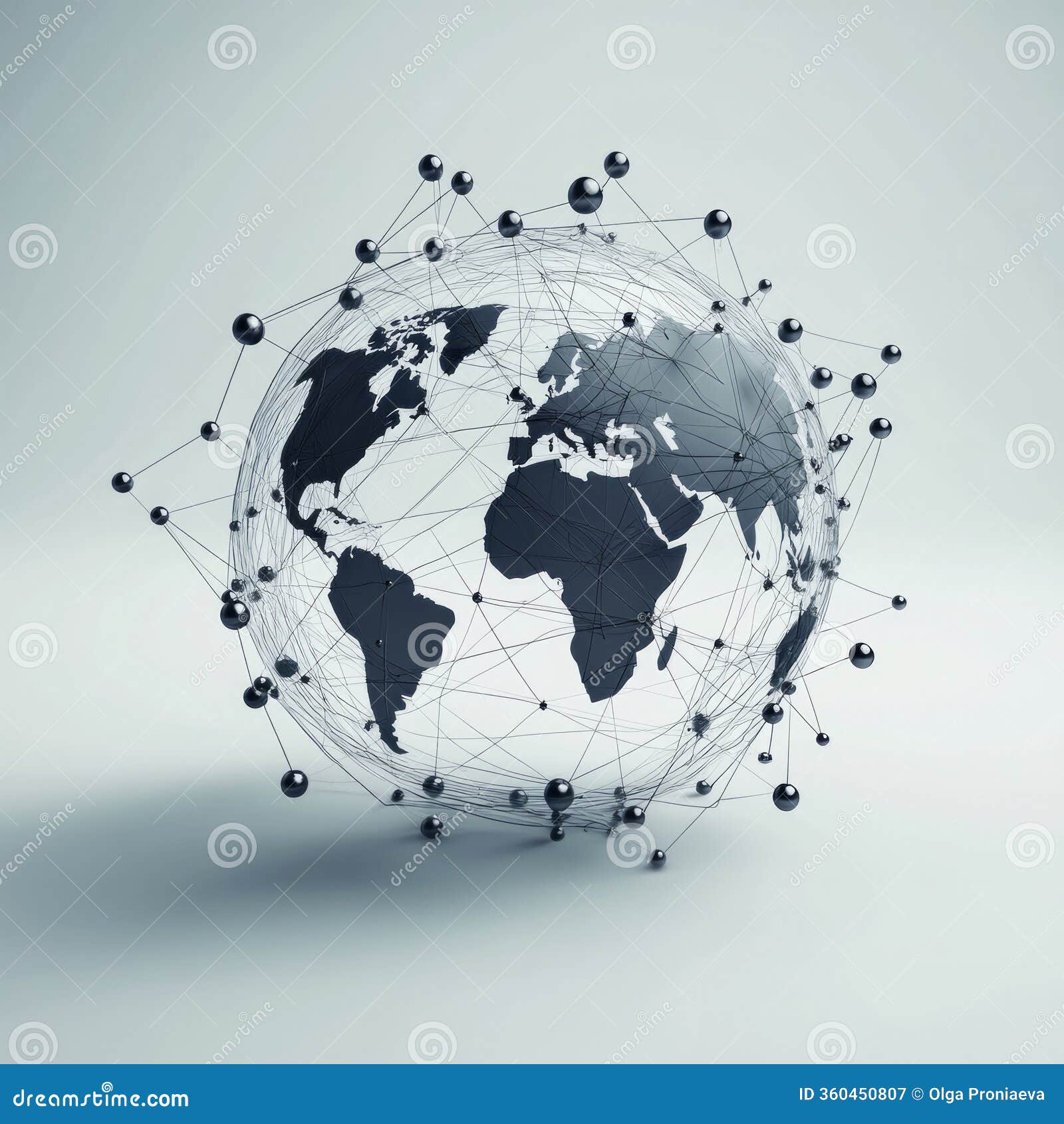 Global Network Connections: 3d Earth with Interconnected Nodes and ...