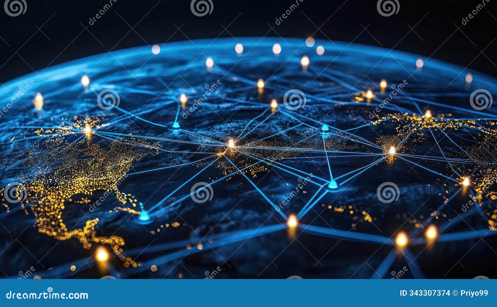 Global Network Connections on a Digital Earth Stock Photo - Image of ...