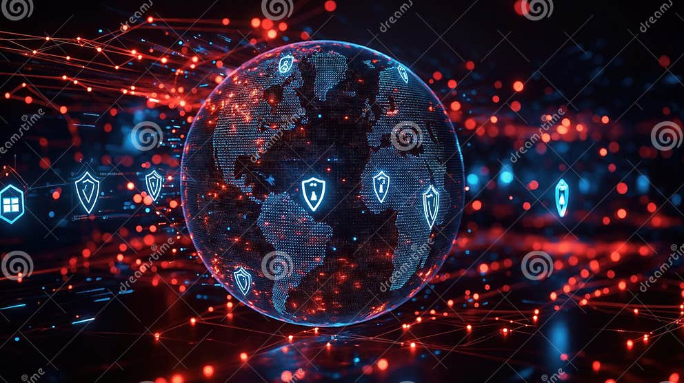 Global Network Connections Digital Globe Visualization Cybersecurity ...