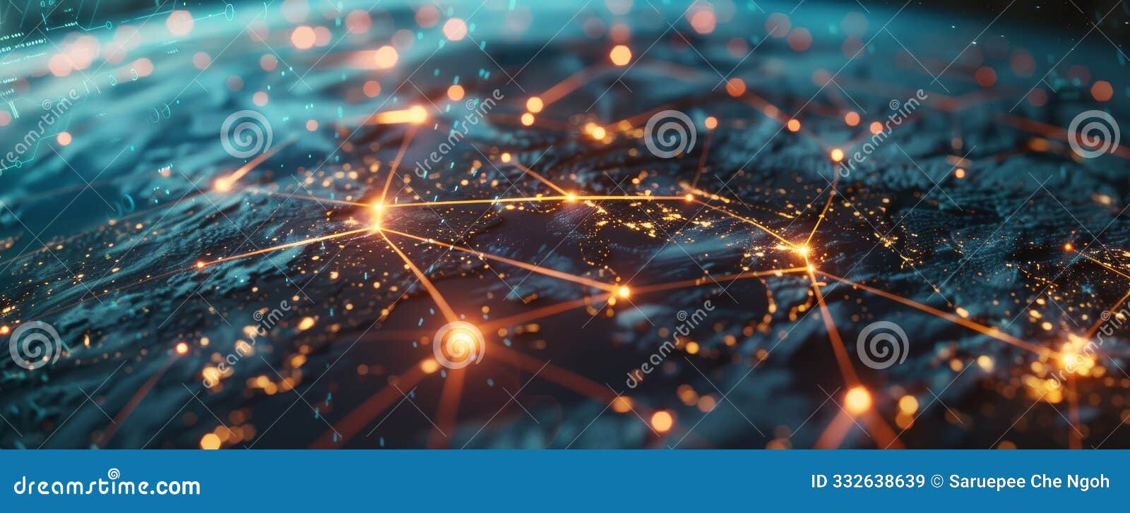 Global Network Connections On A Digital World Map With Glowing Nodes ... Global Network Connections On A Digital World Map With Glowing Nodes ...