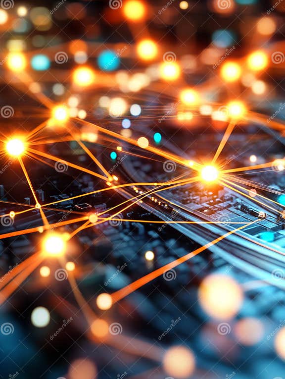 Global Network Connections Illuminated Network Data Flow Digital Connectivity Technological ...