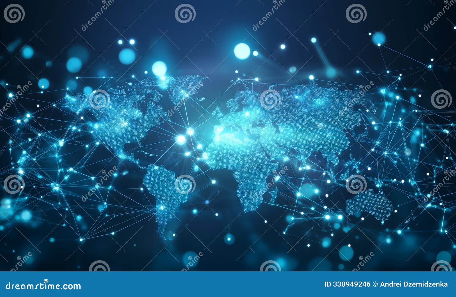 Global Network Connections and a Light Blue Background Representing the ...