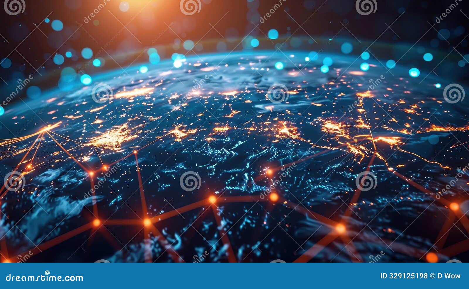 Connections In The Night Sky. The Earth Sphere Represents Our Planet ...