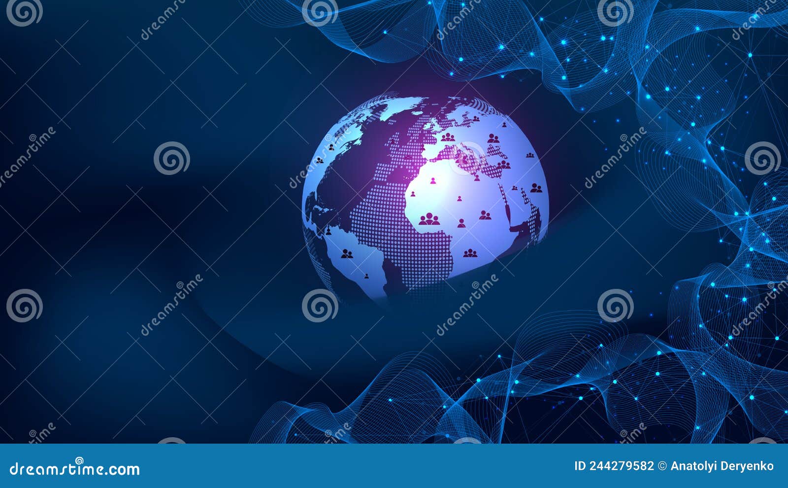 Global Network Connections with Points and Lines. Wireframe Background ...