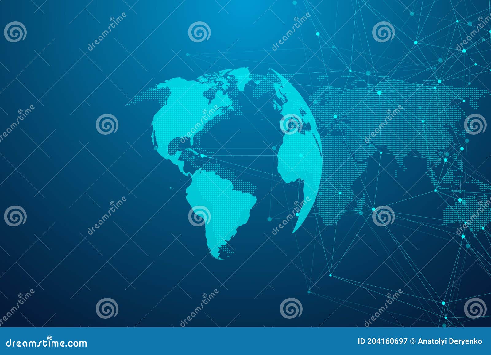 Global Network Connections with Points and Lines. Wireframe Background ...