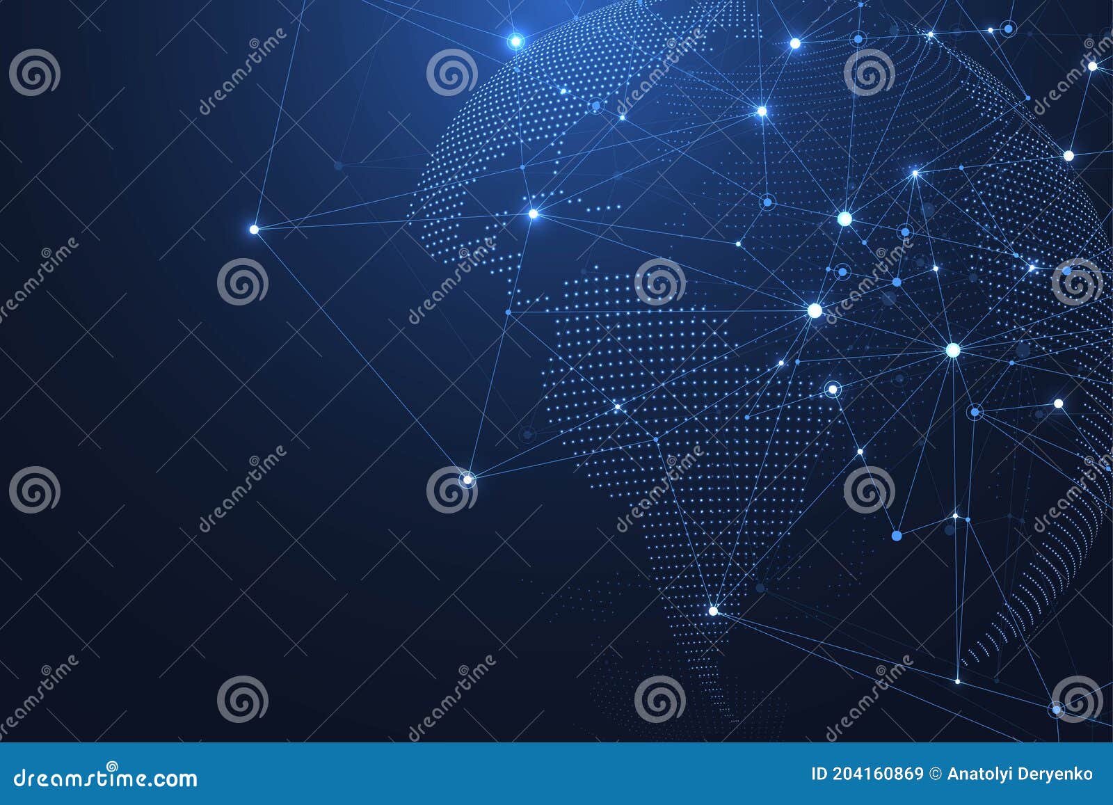 Global Network Connections with Points and Lines. Wireframe Background ...