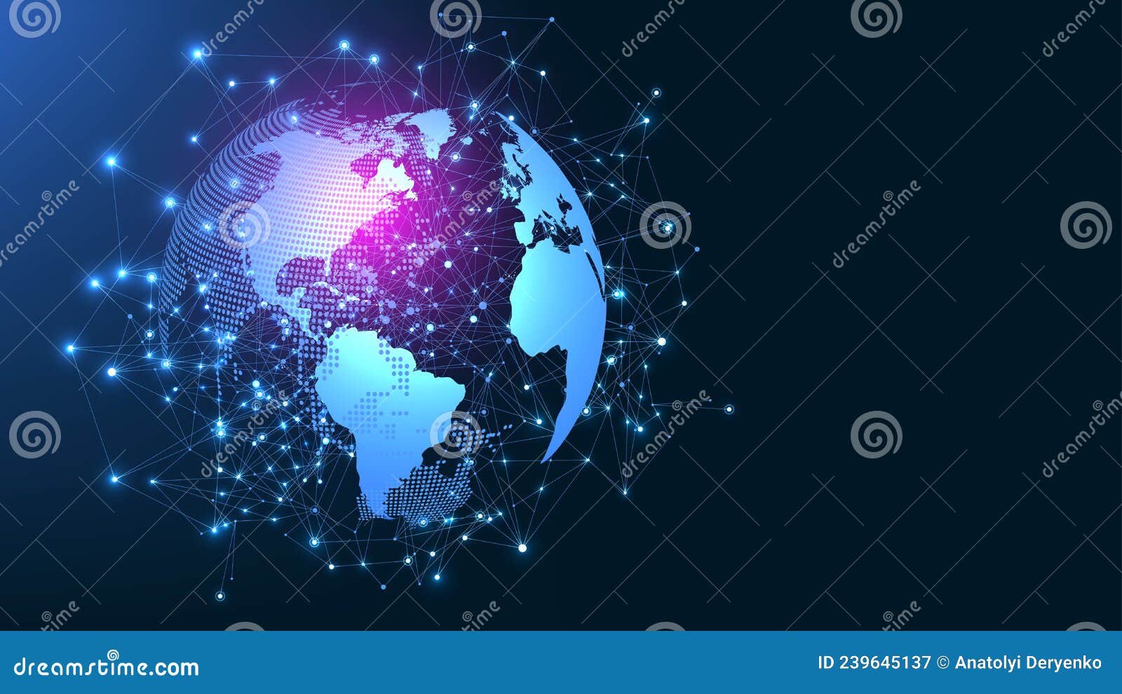 Global Network Connections with Points and Lines. Wireframe Background ...