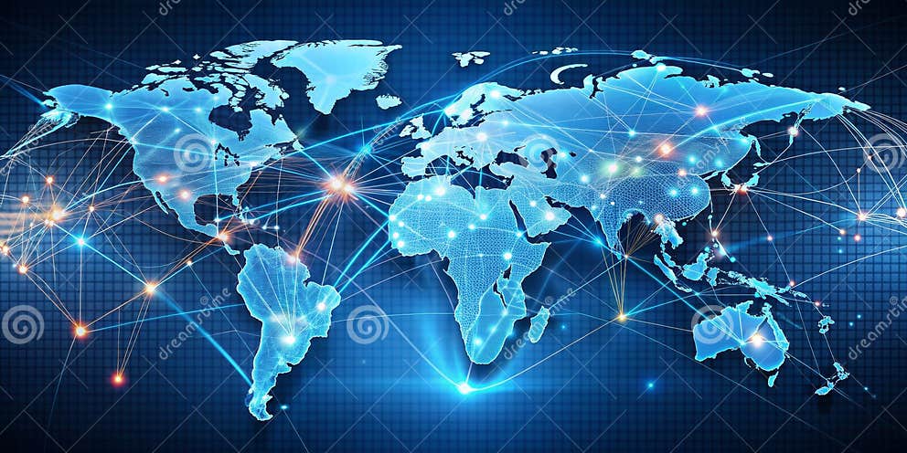 Global Network Connections, World Map, Digital Connectivity, Technology ...