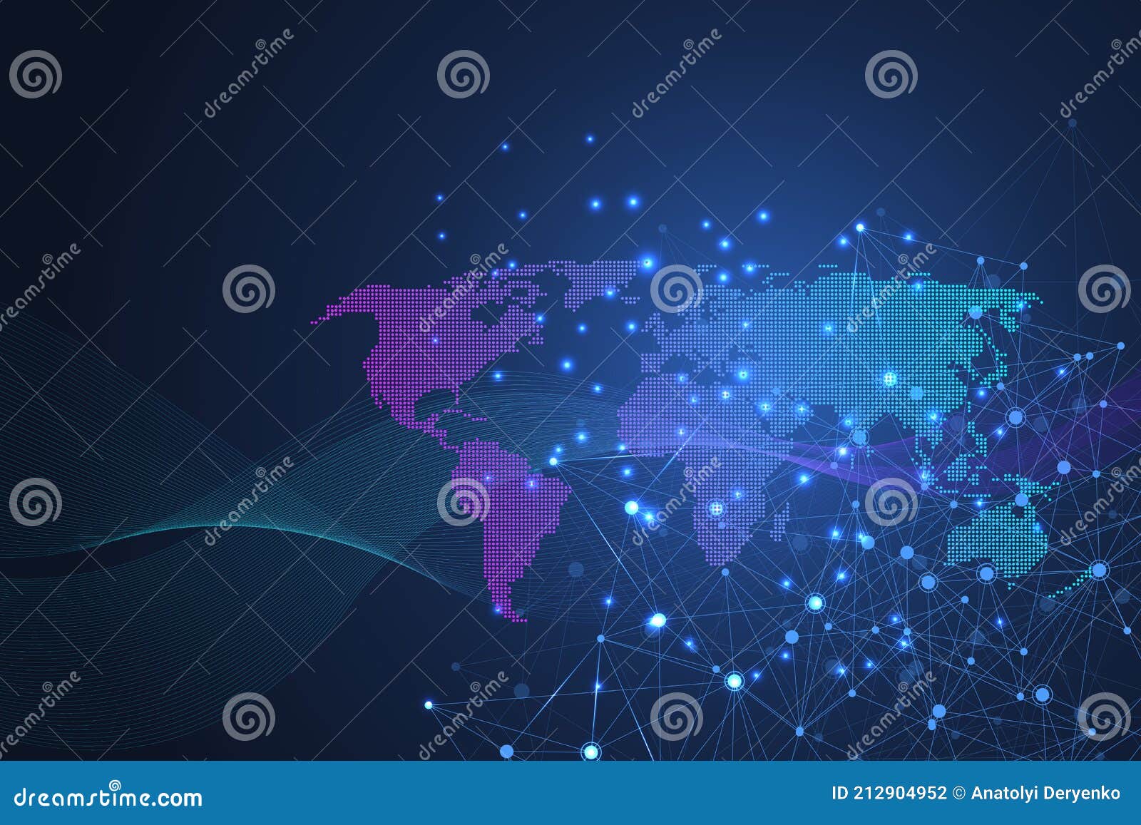 Global Network Connections with World Map. Internet Connection ...
