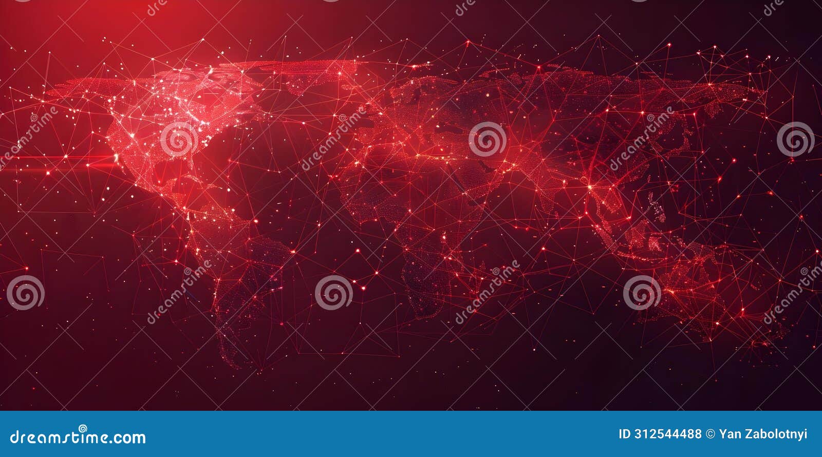 Global Network Connectivity Illustrated through a Red World Map ...