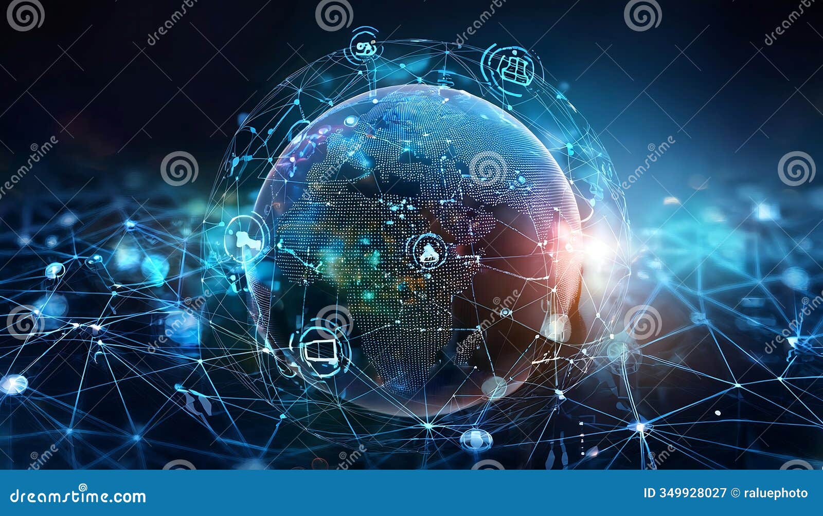 A Global Network Connects The World Through Digital Technology Royalty ...