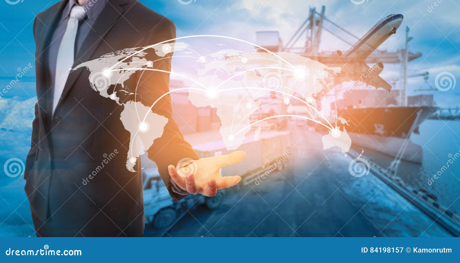 Global Network Coverage World Map on Hand Stock Image - Image of goods ...