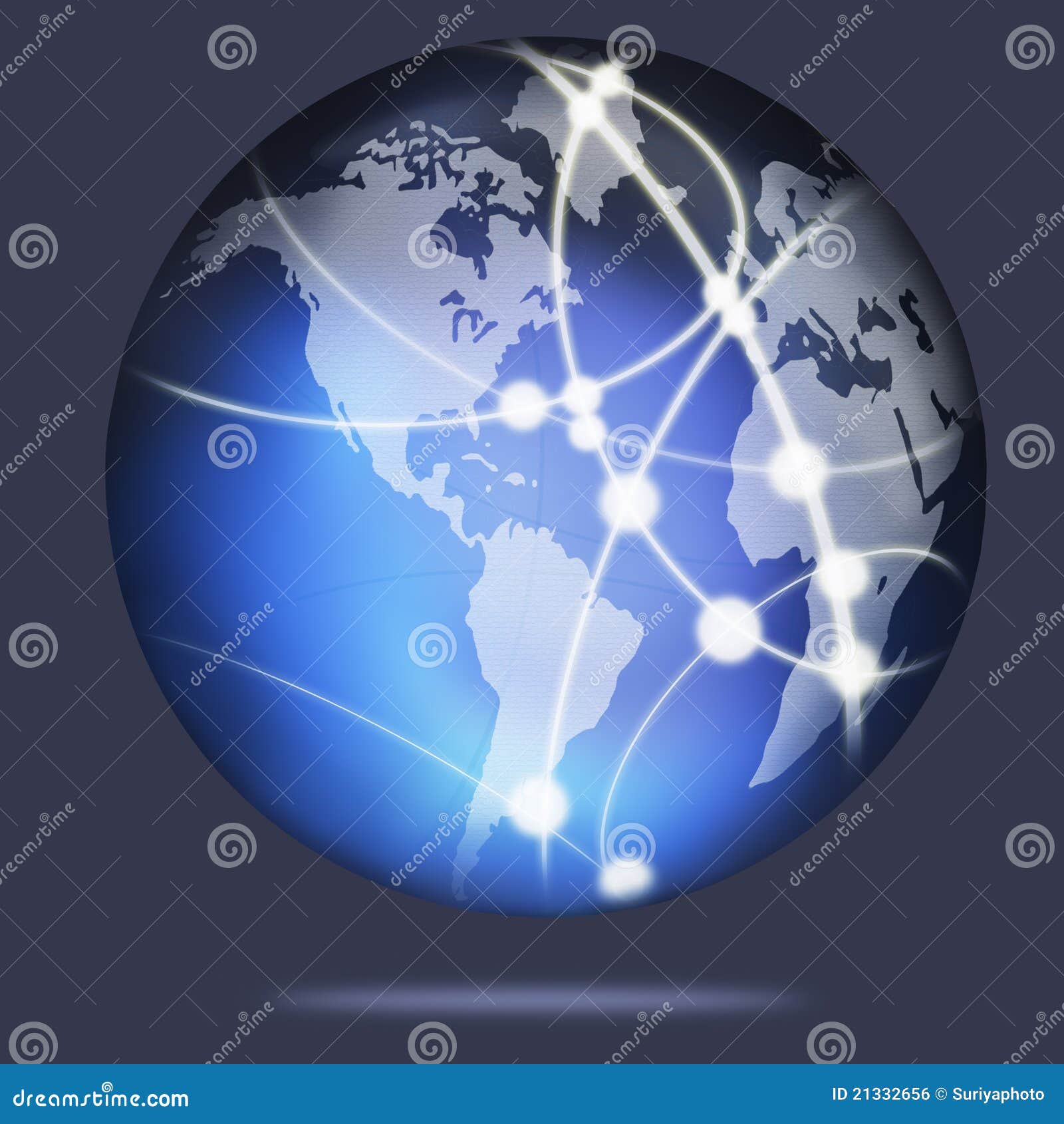 Global Network on Crystal Earth Globe Stock Illustration - Illustration ...