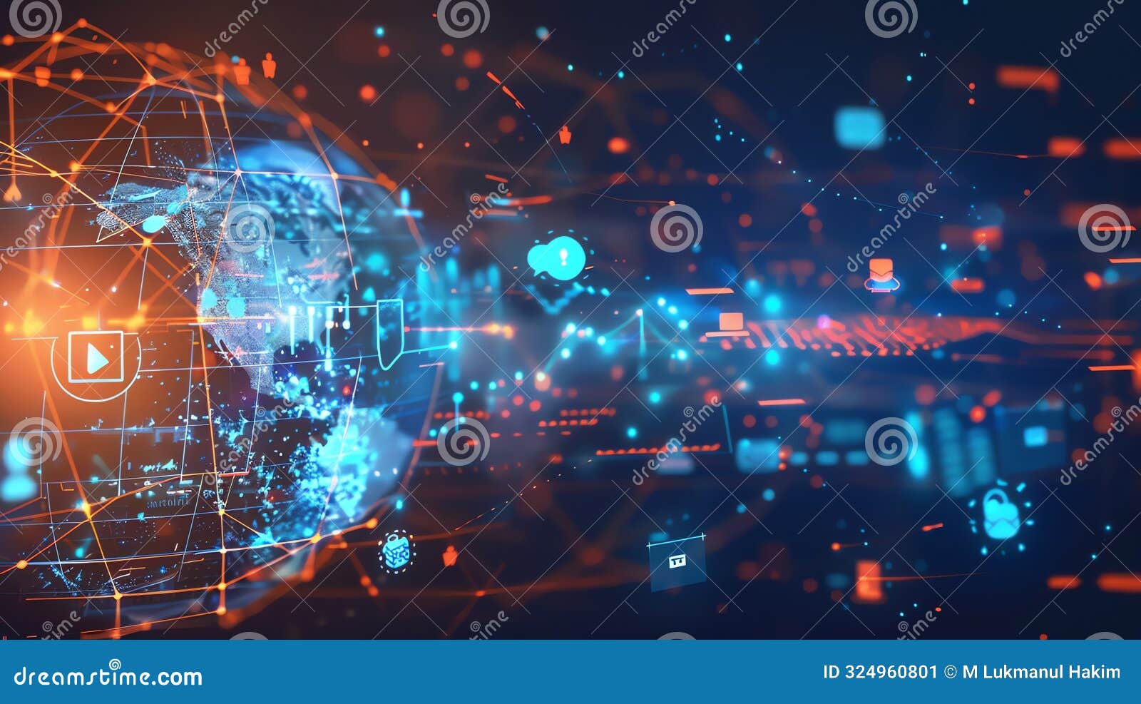 Global Network and Data Connection Concept. Planet Earth with Network ...