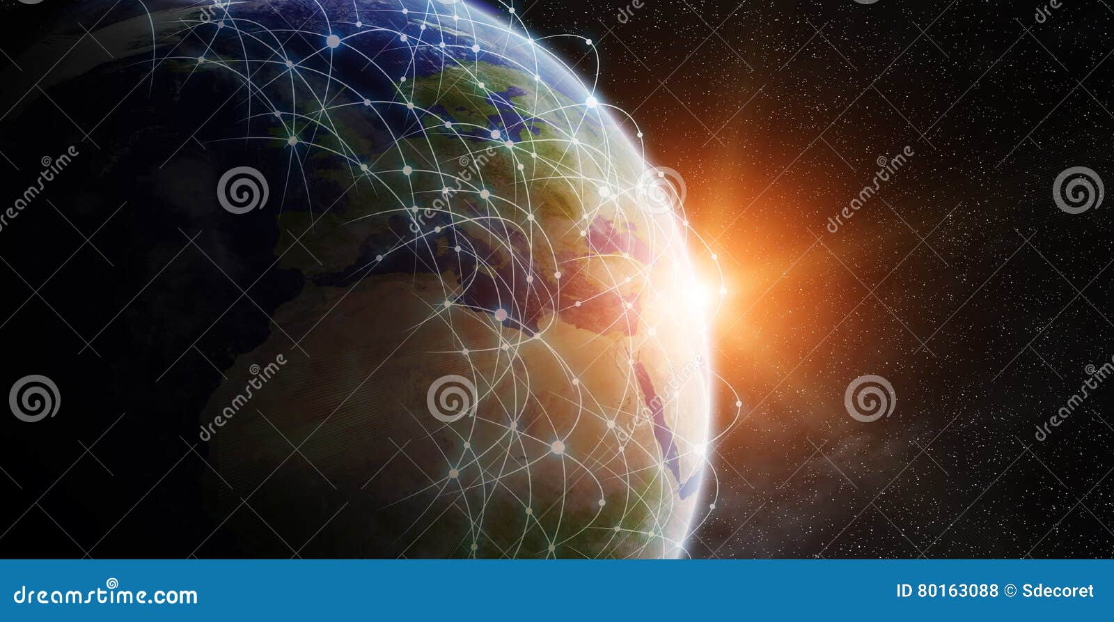 Global Network and Data Exchange Over the World Stock Illustration ...