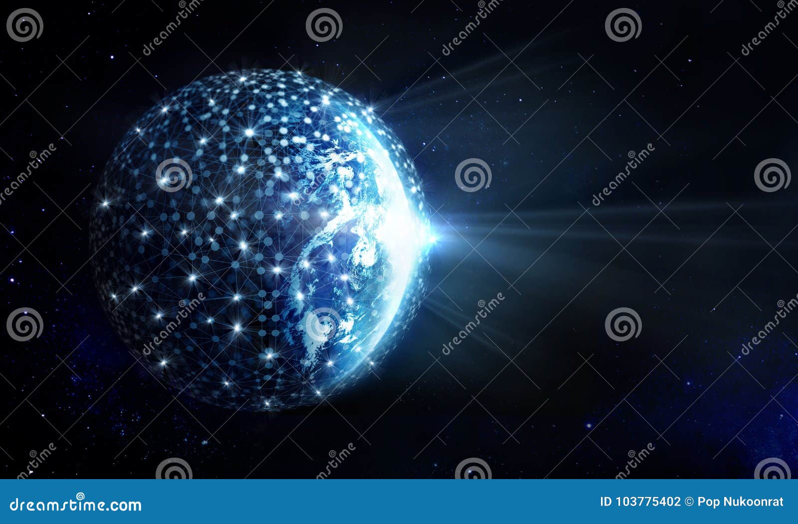 Global Network and Data Exchange on Planet Earth Stock Photo - Image of ...