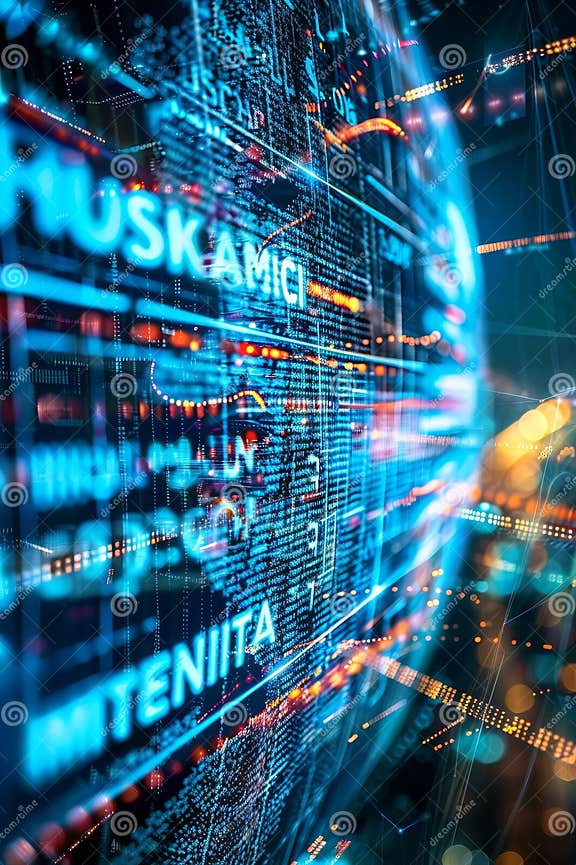 Global Network and Data Flow Binary Code Visualization on Abstract Futuristic Background. Stock ...