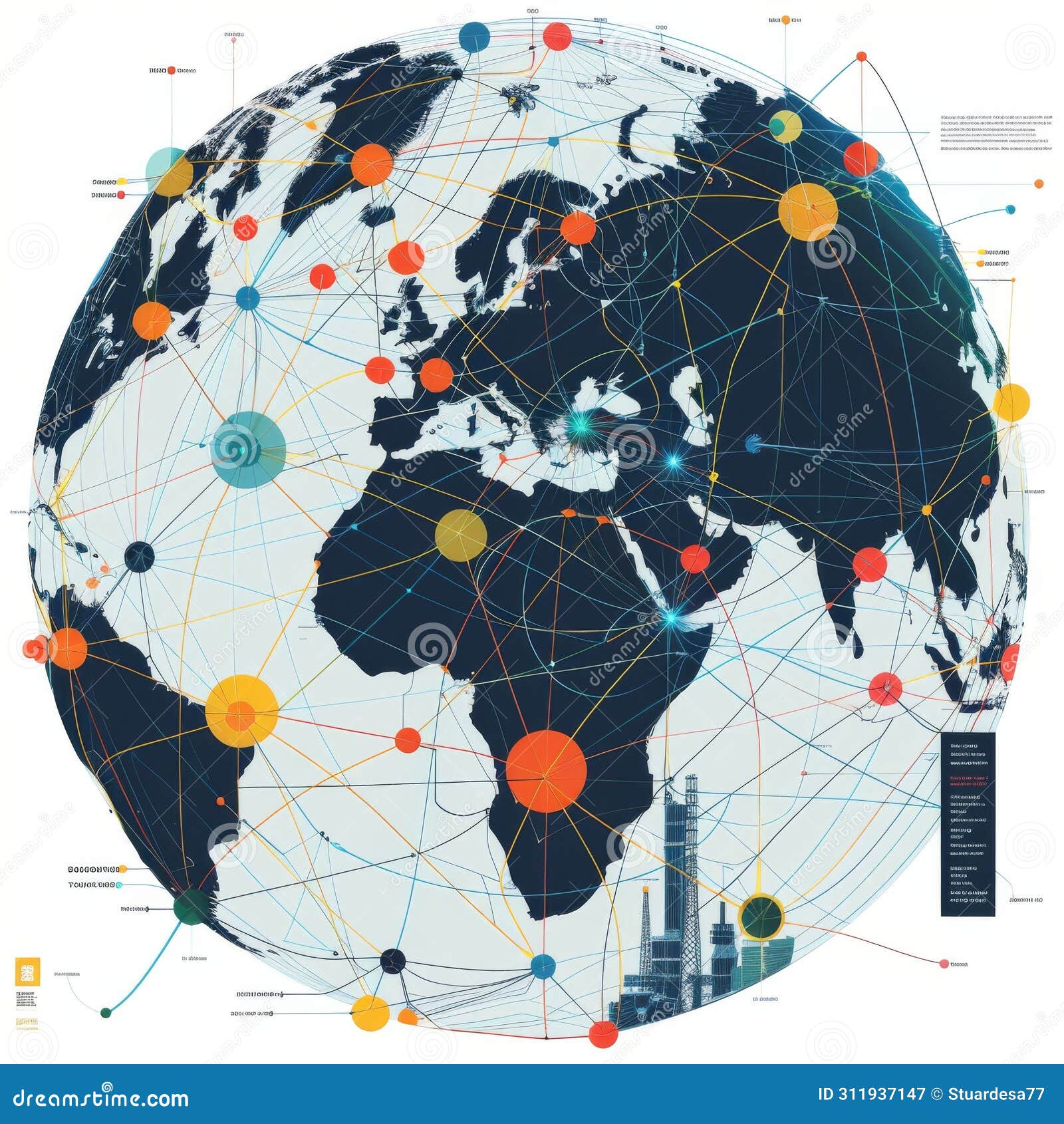 Global Network And Data Visualization Map Stock Image Image Of