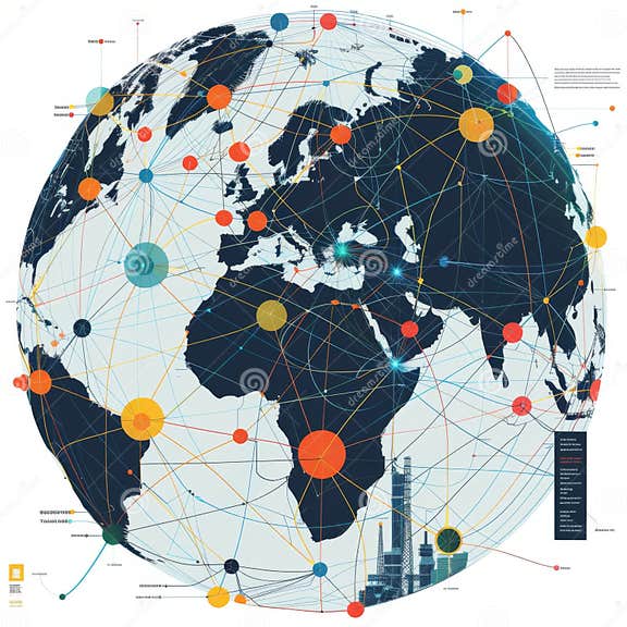 Global Network and Data Visualization Map Stock Image - Image of satellite, digital: 311937147