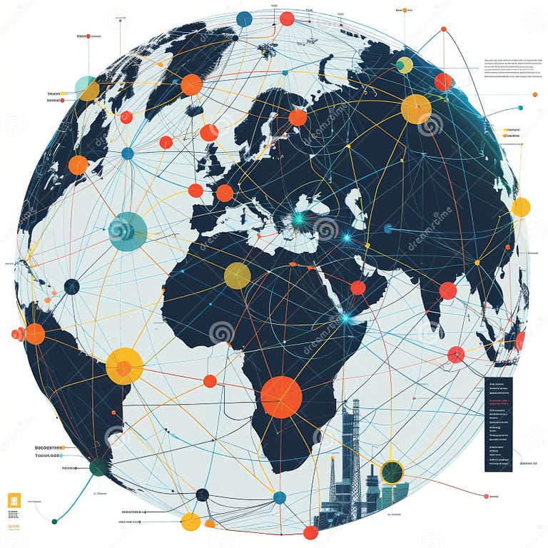 Global Network and Data Visualization Map Stock Image - Image of ...