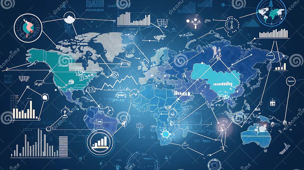Global Network and Data Visualization Stock Image - Image of market ...