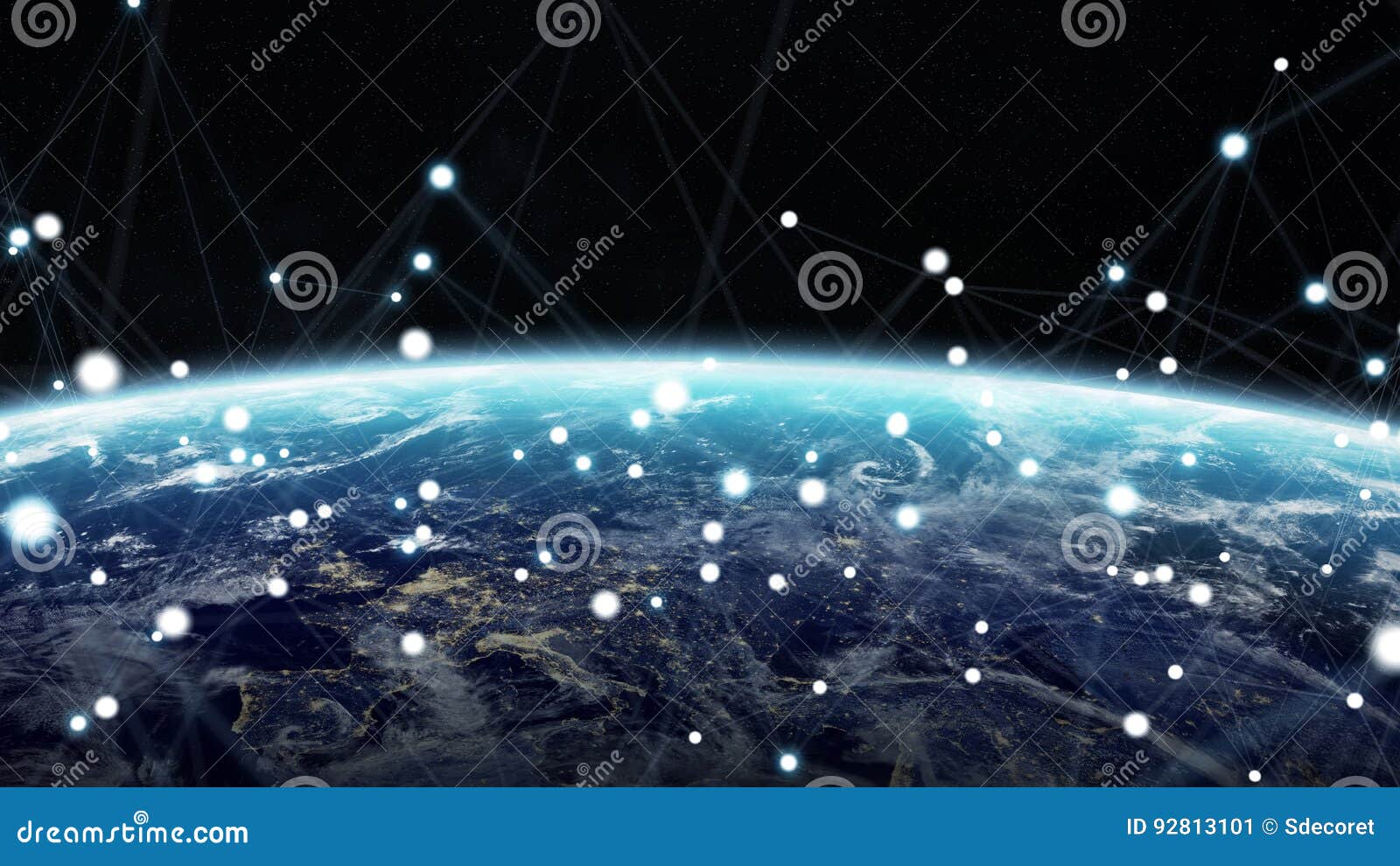 Global Network and Datas Exchanges Over the Planet Earth 3D Rend Stock ...