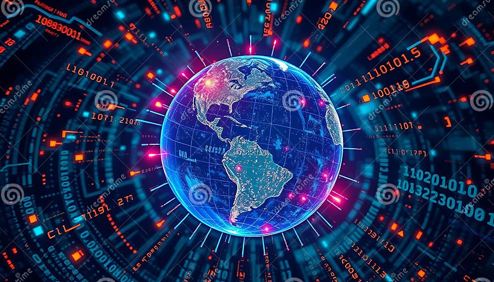Global Network Digital Earth Futuristic Technology Data Visualization ...