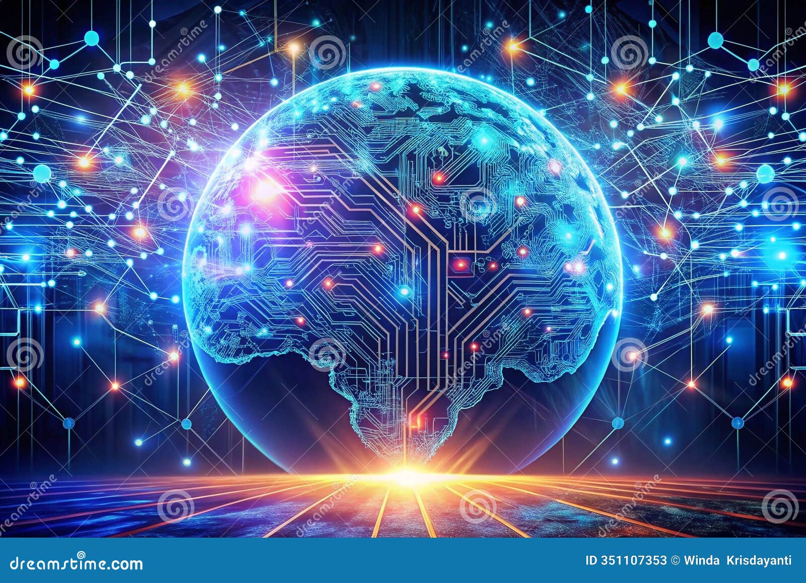 Global Network, Digital World, Circuit Board Earth Stock Illustration ...