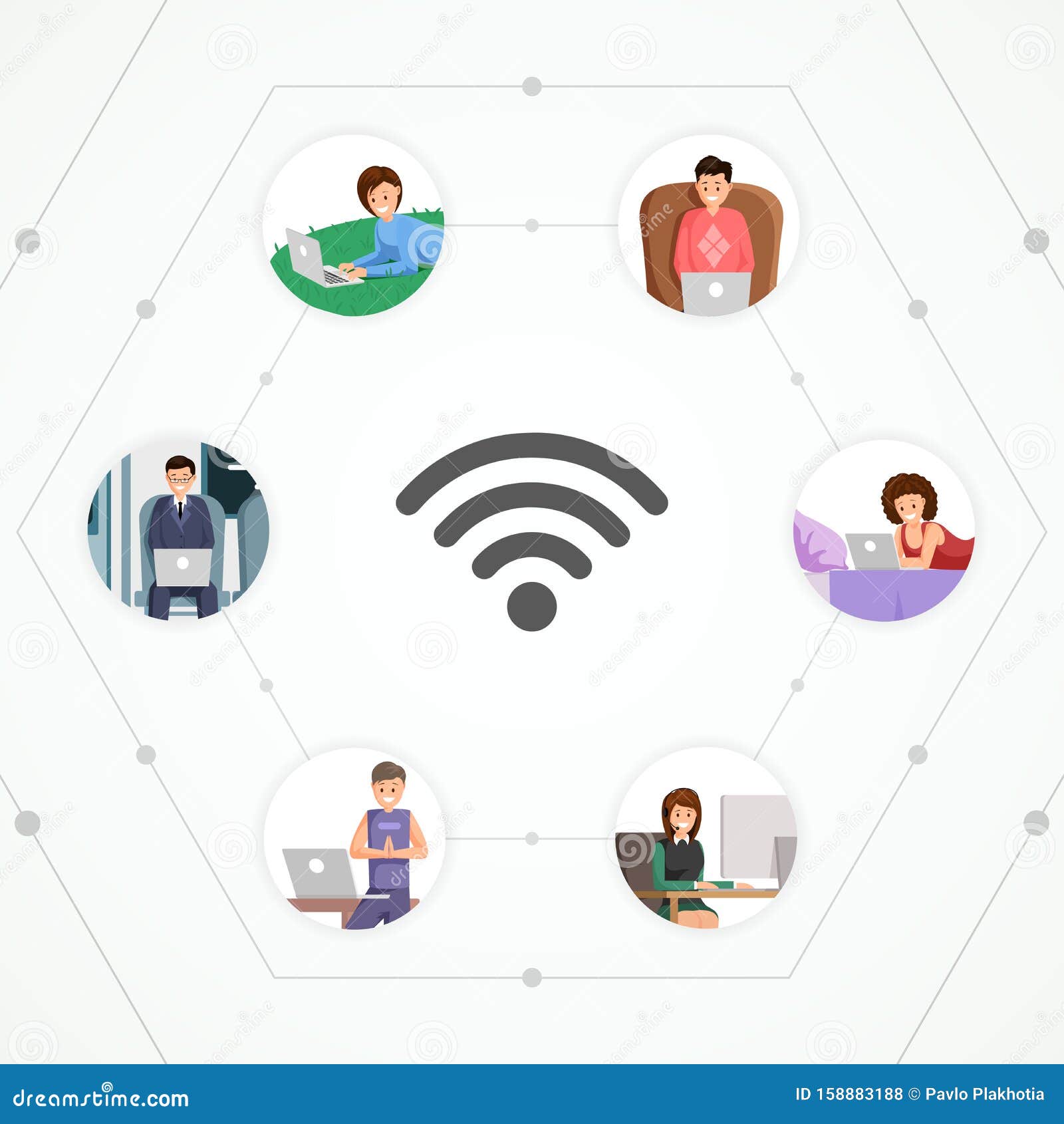 Global Network Flat Vector Illustration. Wireless Internet Access ...