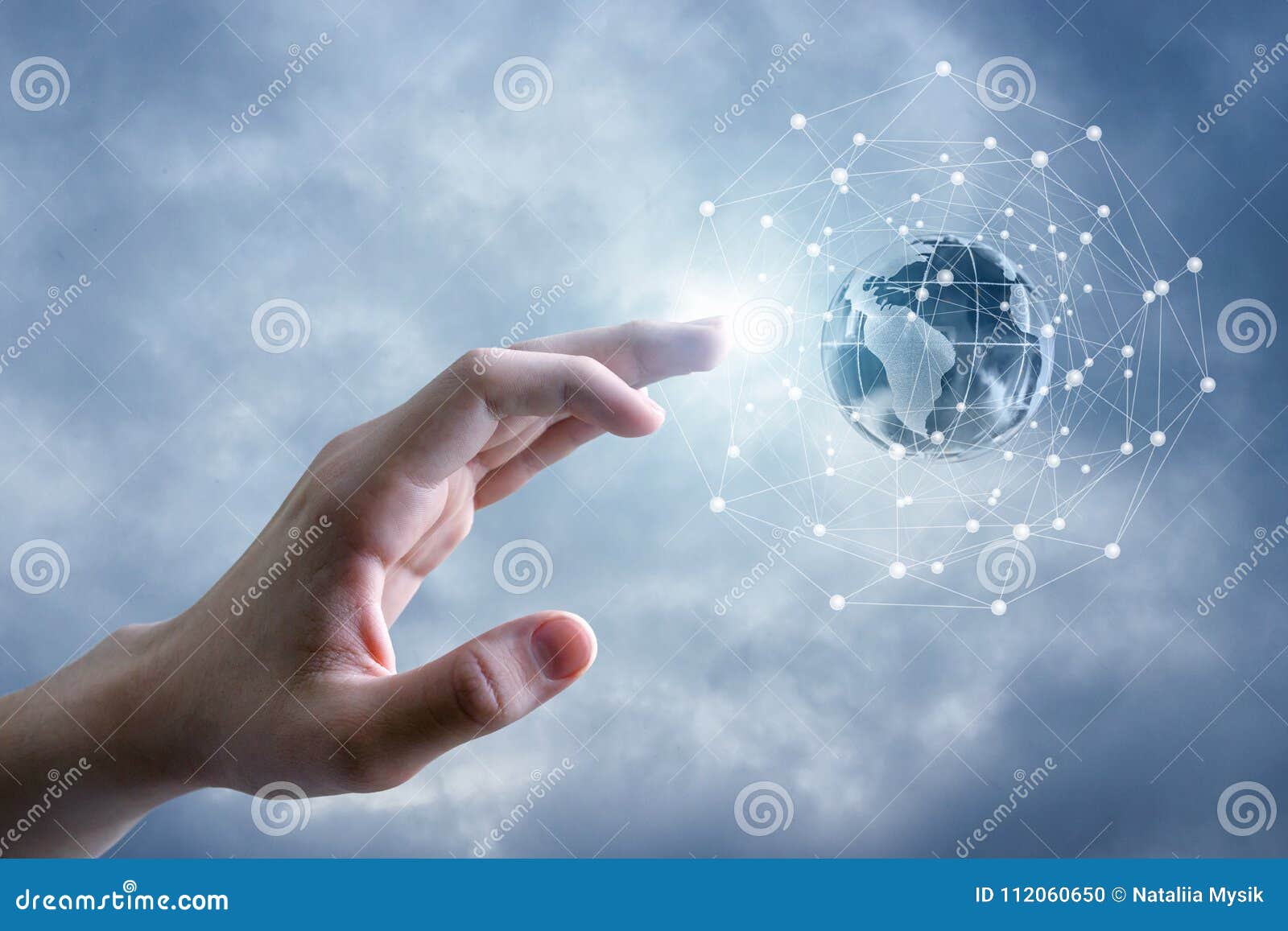 The Global Network and the Hand. Stock Photo - Image of globalization ...