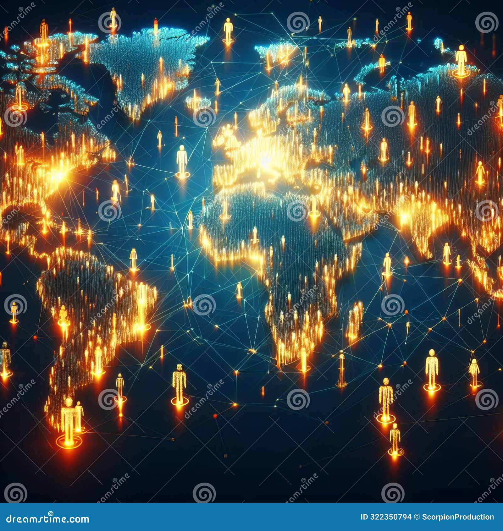 Global Network of Human Connections Stock Photo - Image of network ...