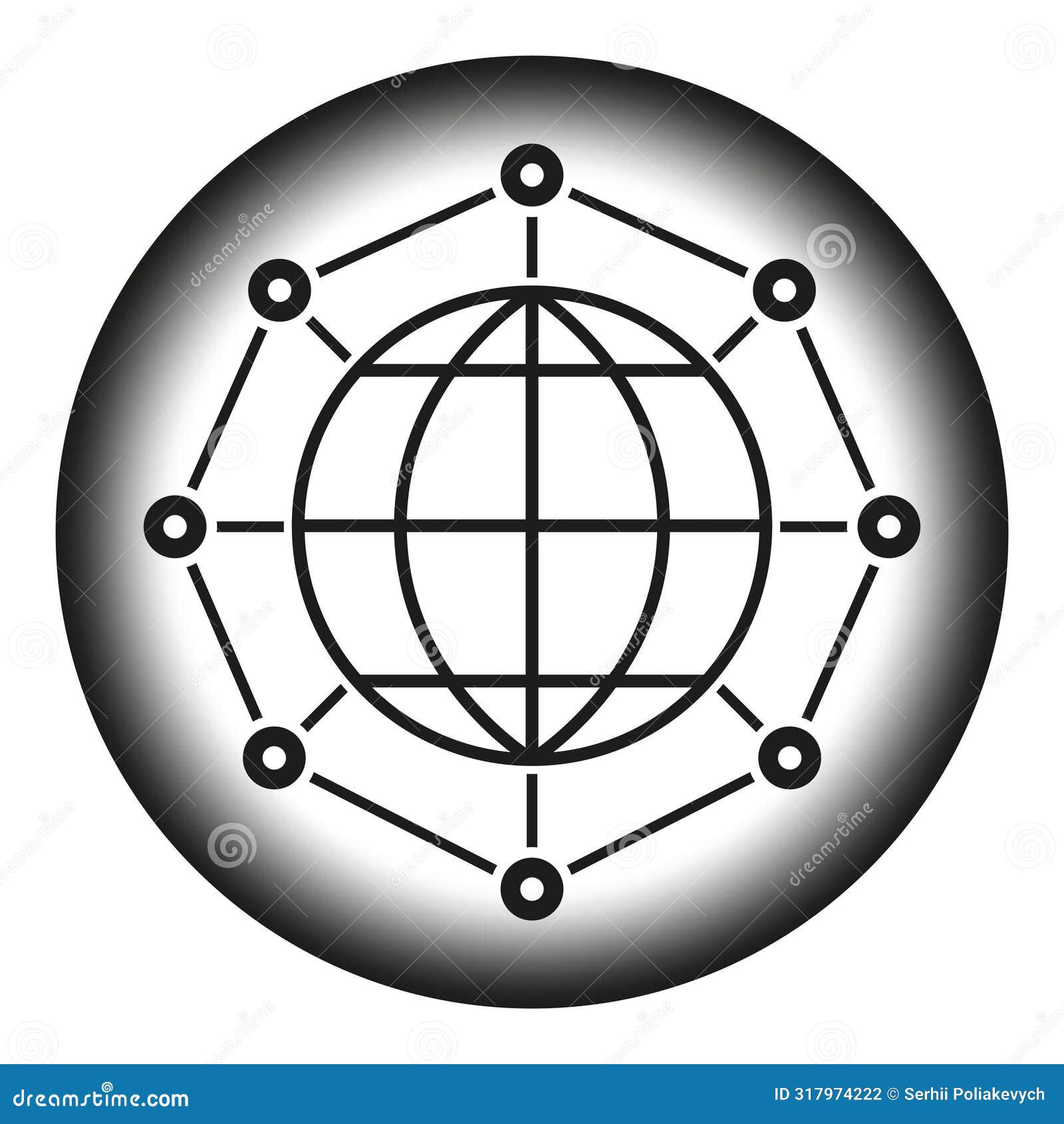 Global Network Icon. Connected World Vector. Technological Sphere Grid ...