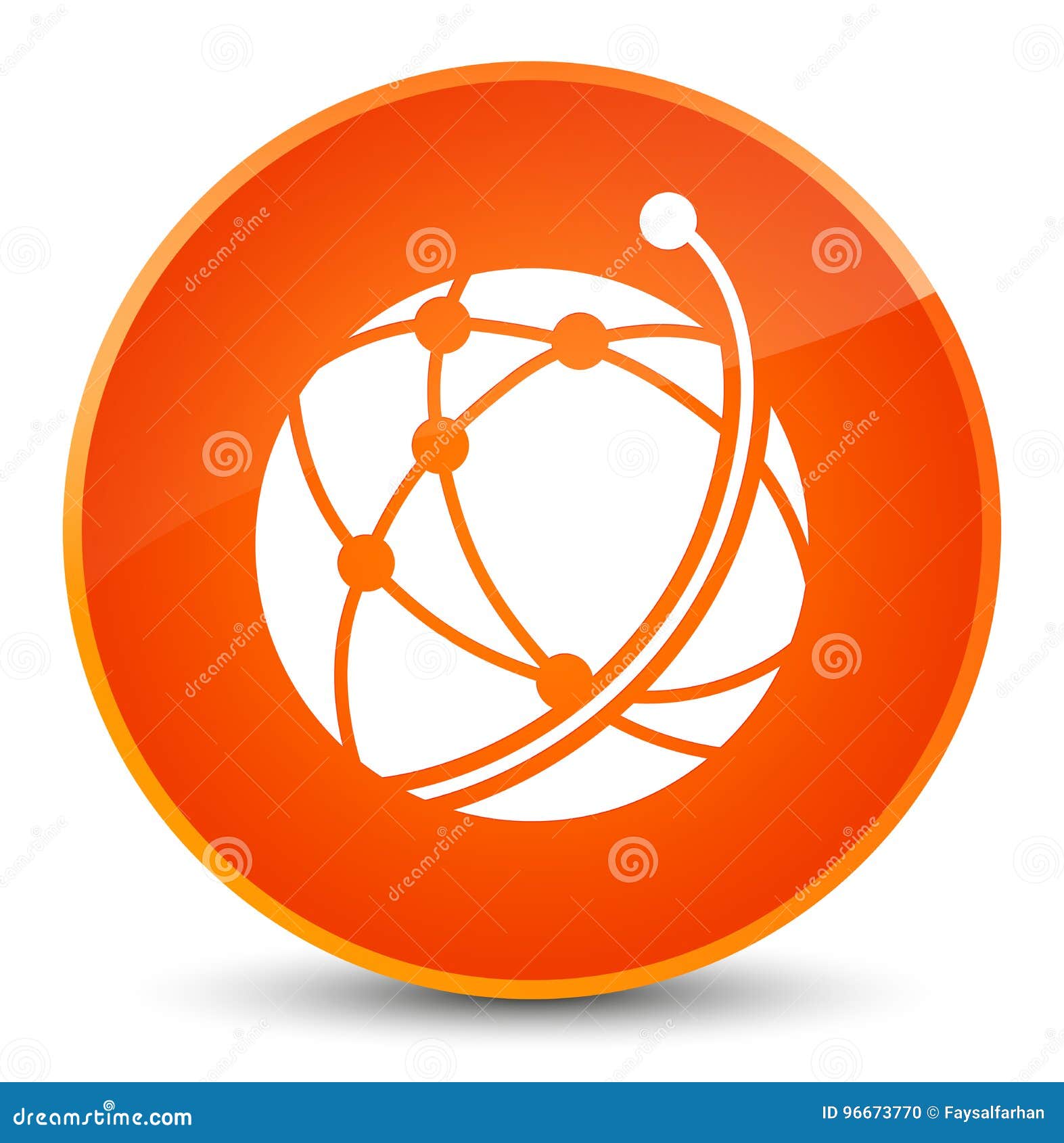Global Network Icon Elegant Orange Round Button Stock Illustration ...