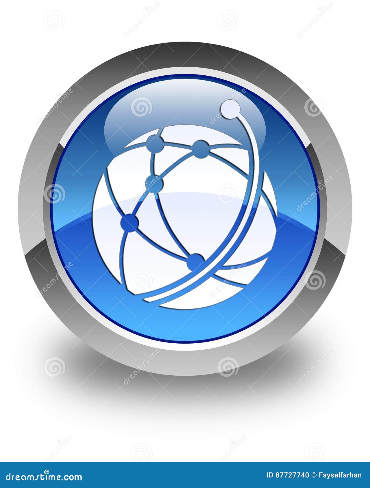 Global Network Icon Glossy Blue Round Button Stock Illustration ...