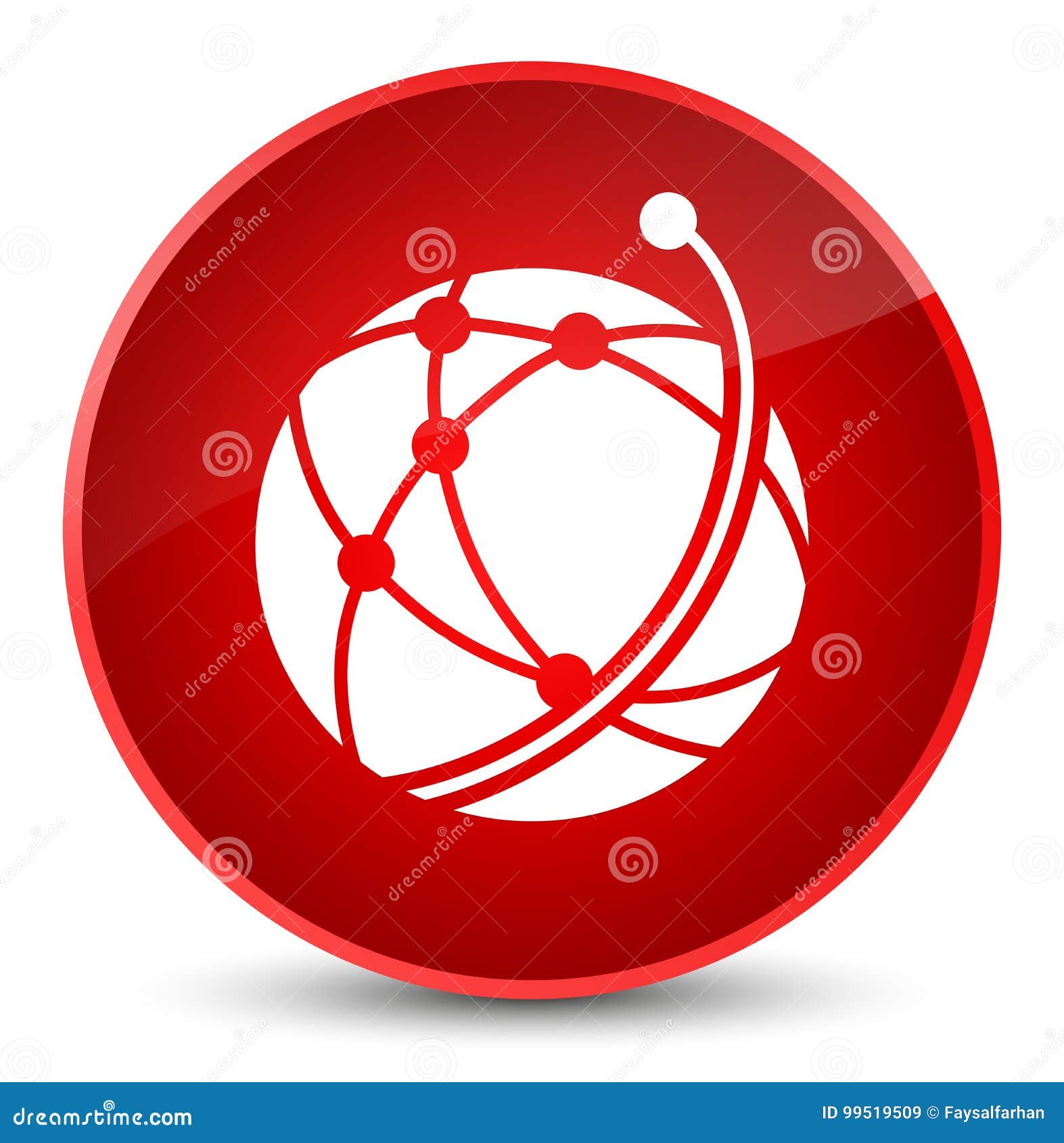 Global Network Icon Elegant Red Round Button Stock Illustration ...