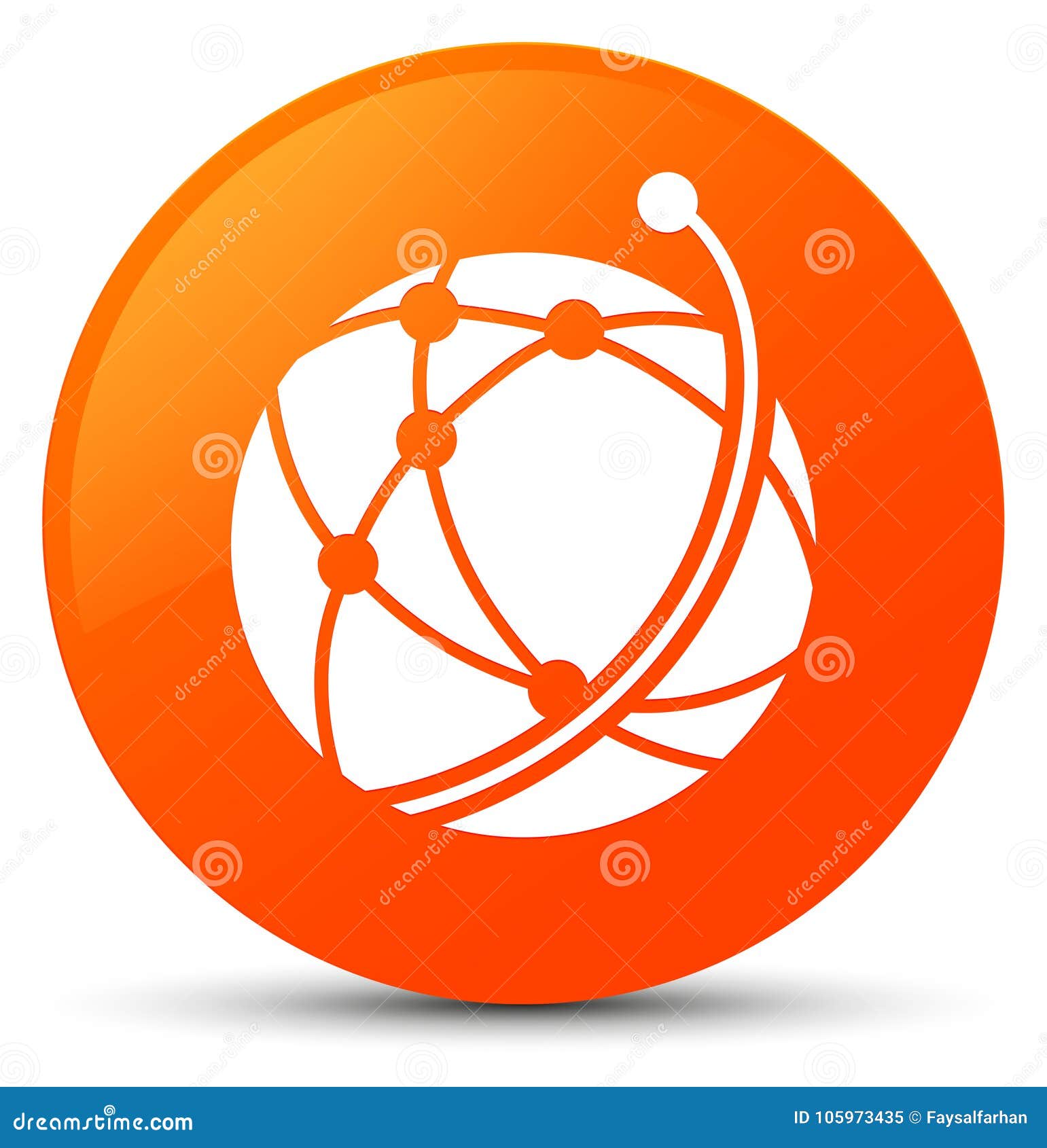 Global Network Icon Orange Round Button Stock Illustration ...