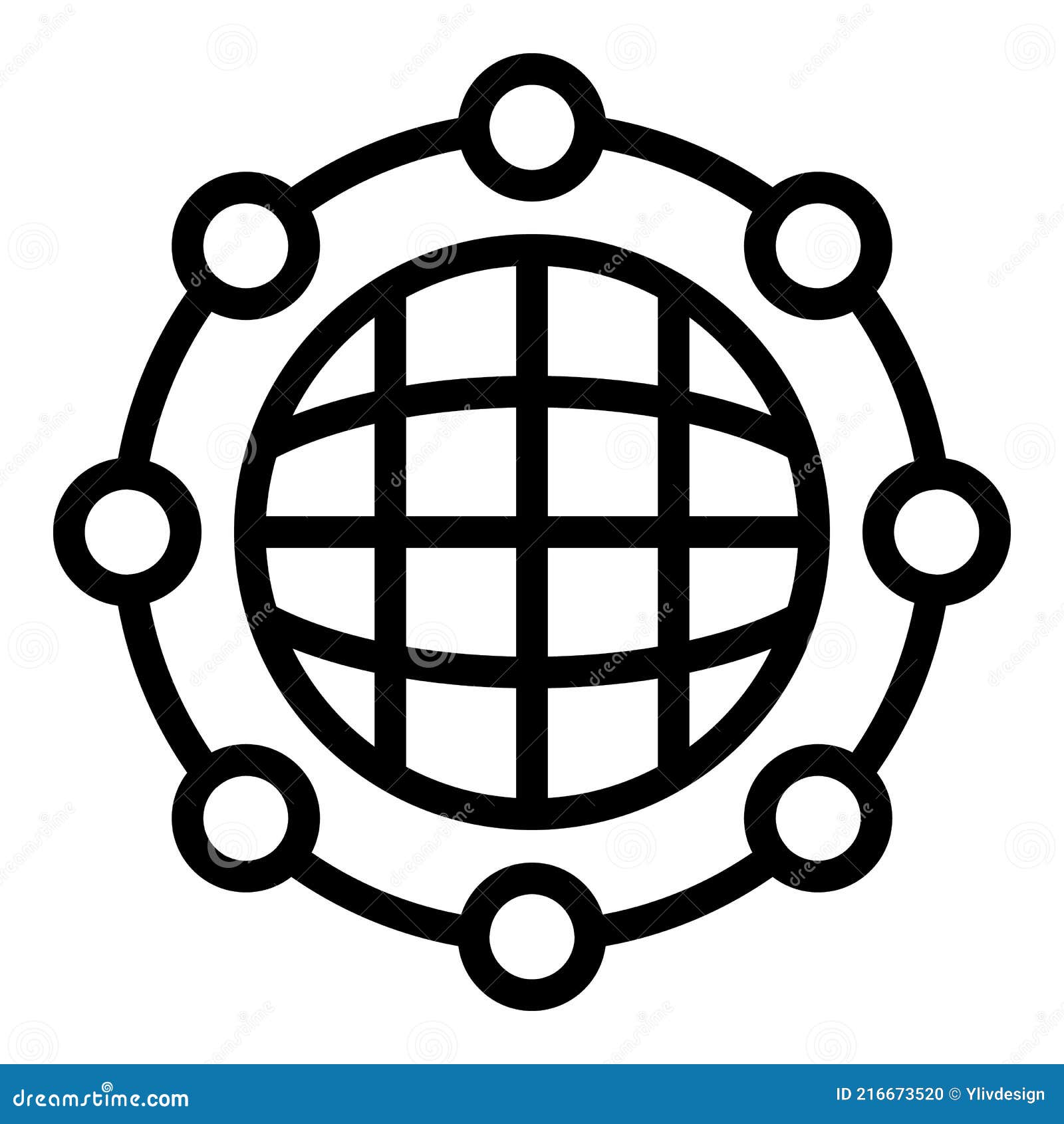 Global Network Icon, Outline Style Stock Vector - Illustration of round, earth: 216673520