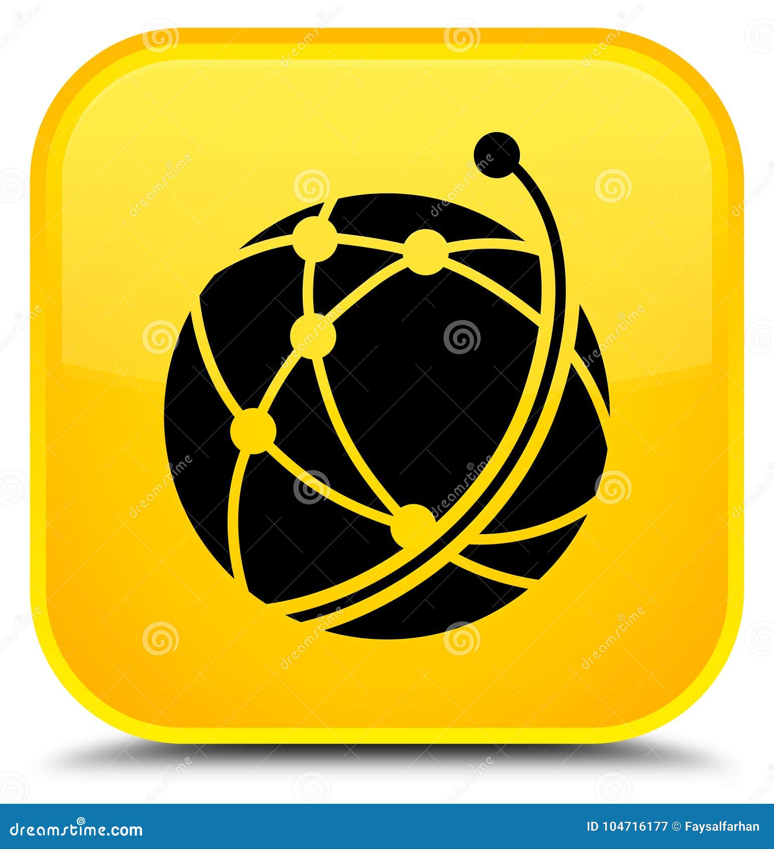Global Network Icon Special Yellow Square Button Stock Illustration ...