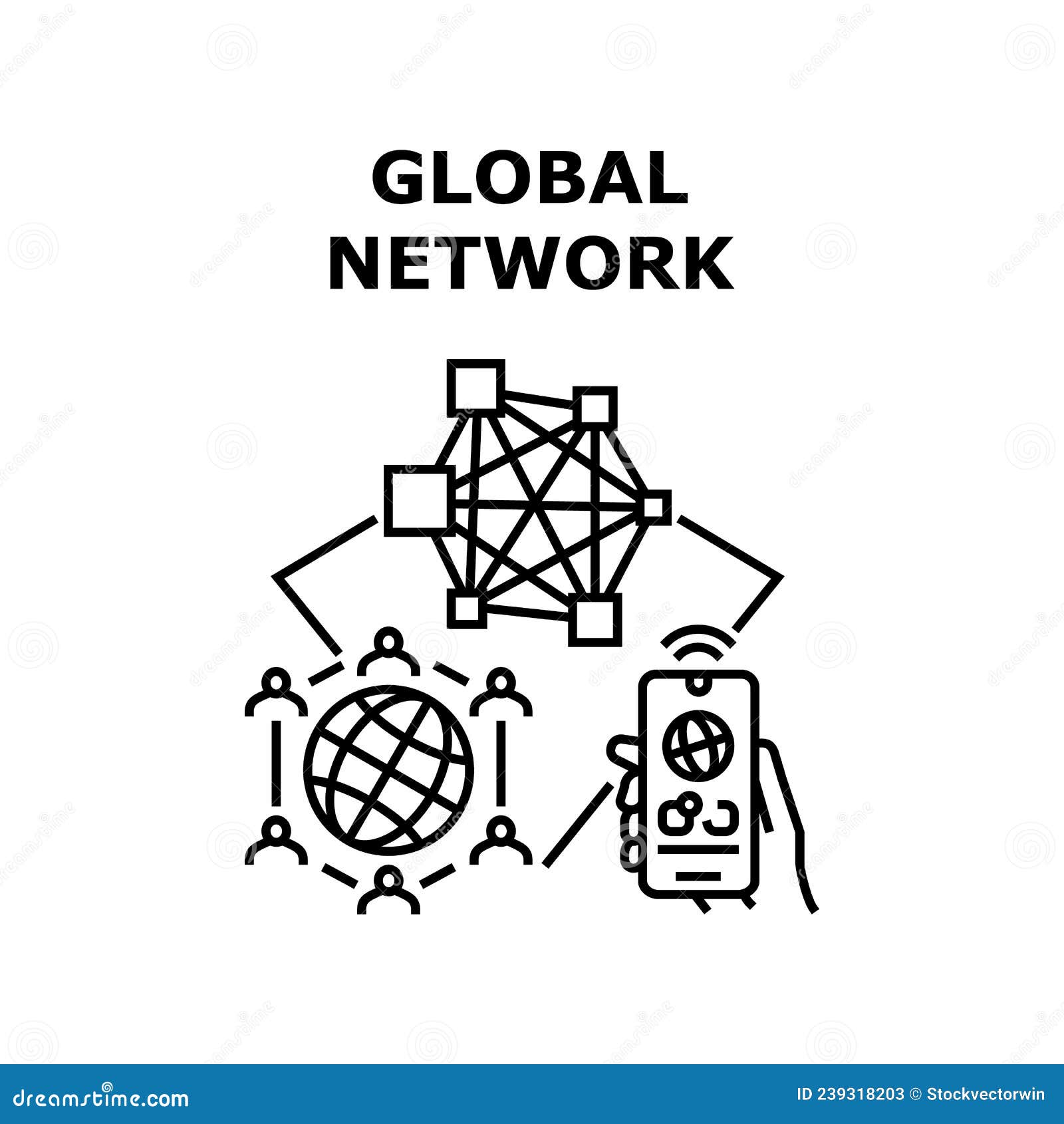 Global Network Icon Vector Illustration Stock Vector - Illustration of ...